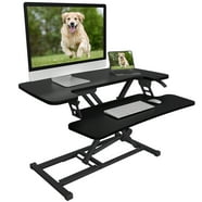 VIVO Black Electric Height Adjustable Corner Desk Riser with Dual ...