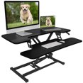 FLEXISPOT Home Office Height Adjustable Standing Desk Converter Black 35" U-Shape with Keyboard ...