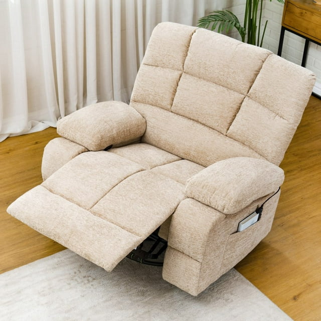 FLEXISPOT Oversized 360° Swivel Rocking Glider Recliner Chair Massage ...