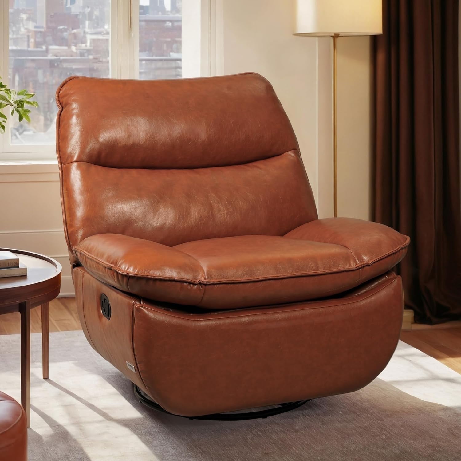 FLEXISPOT Oversized Swivel Rocker Recliner Chair Faux Leather w/Side ...