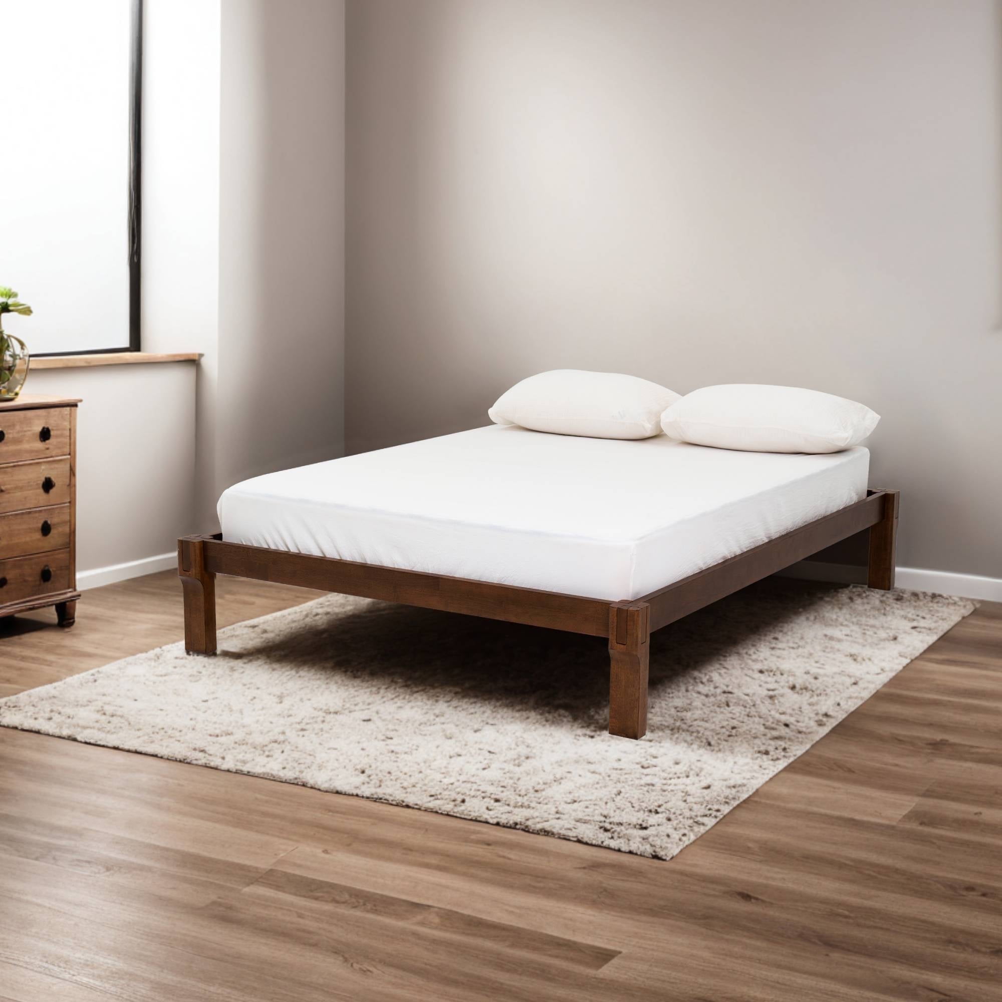 FLEXISPOT Solid Wood Bed Frame, Full Size Japanese Joinery Bed, Rubber ...
