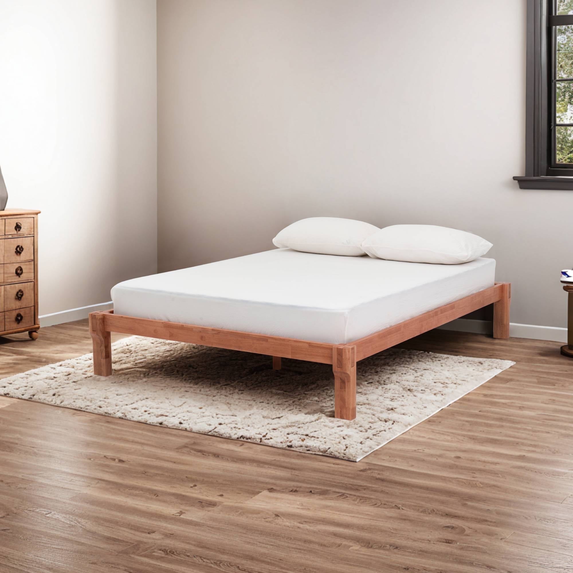 FLEXISPOT Solid Wood Bed Frame, Full Size Japanese Joinery Bed, Rubber ...