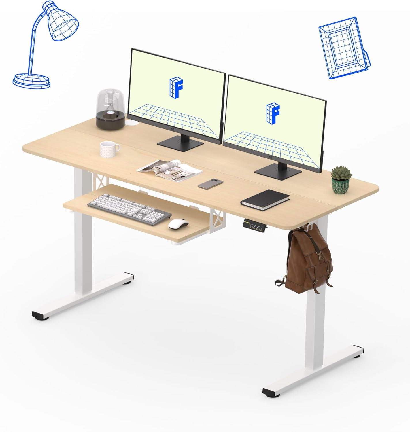 FLEXISPOT Standing Desk with Keyboard Tray, 55" x 24" Electric ...