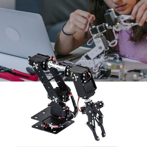 FLEXMAN Robotic Arm Kit, 6DOF Robot Mechanical Arm Clamp Claw Kit, Programmable Aluminum ...