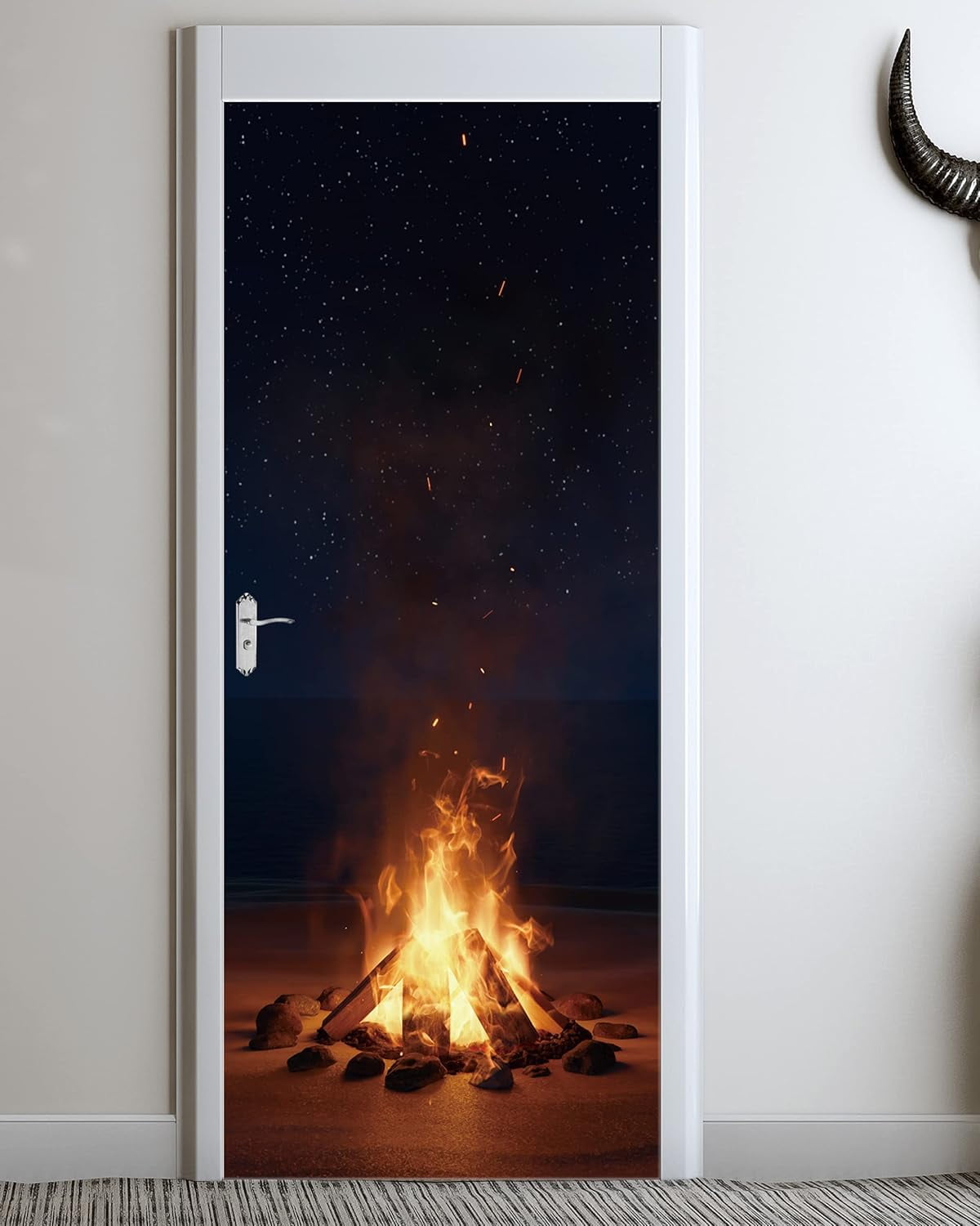 FLFK Door Decal Sticker - Retro Street,Peel and Stick Mural,Combined ...