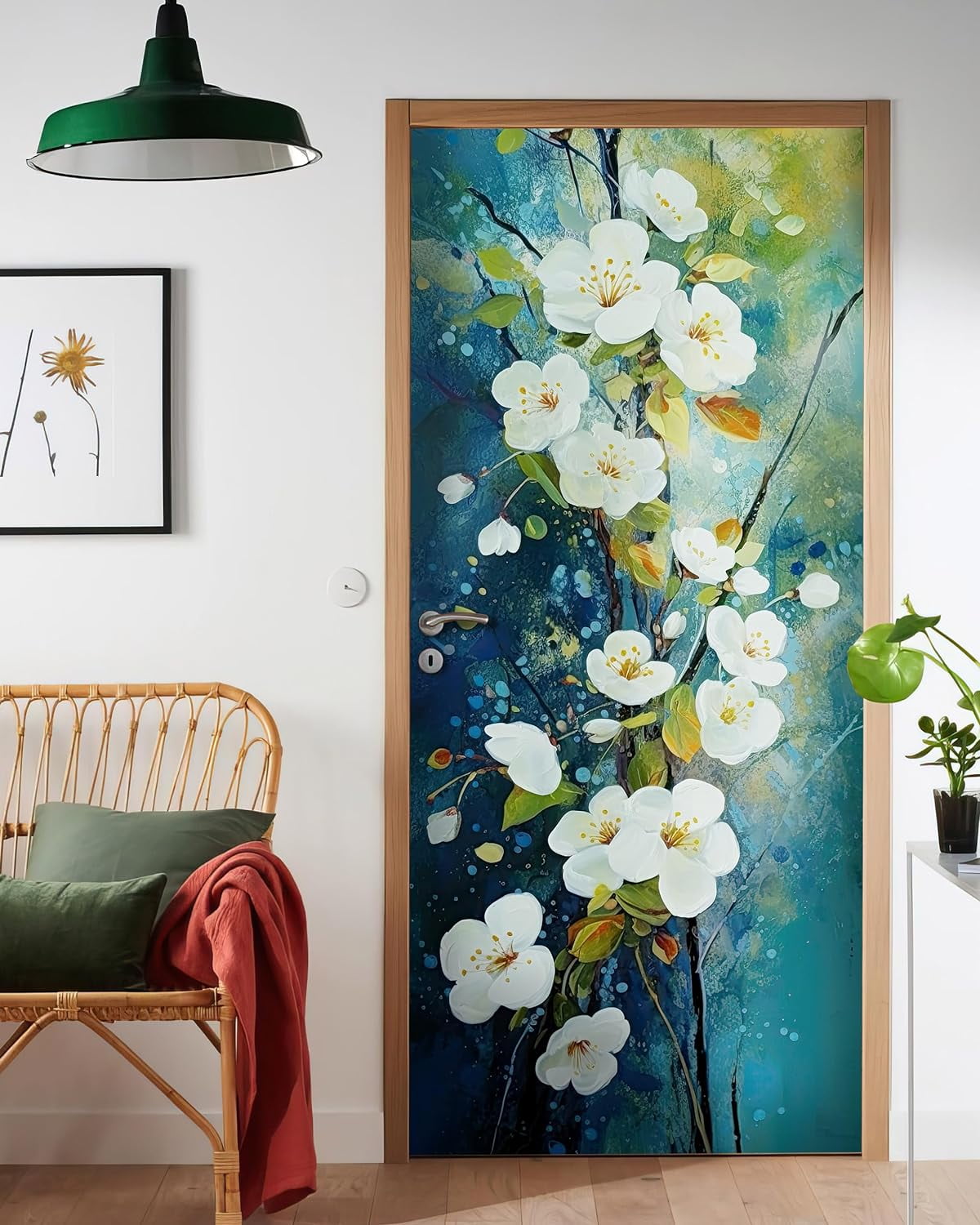 FLFK Door Decal Sticker - White Cherry,Peel and Stick Mural,Combined ...