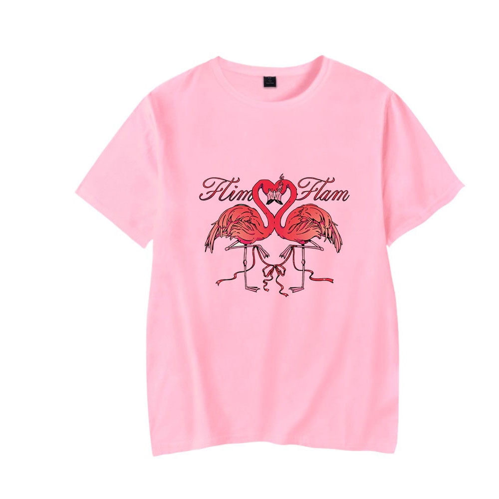 FLIM FLAM Cosplay Merch Flamingo Love Birds T-shirt Short Sleeve Women ...