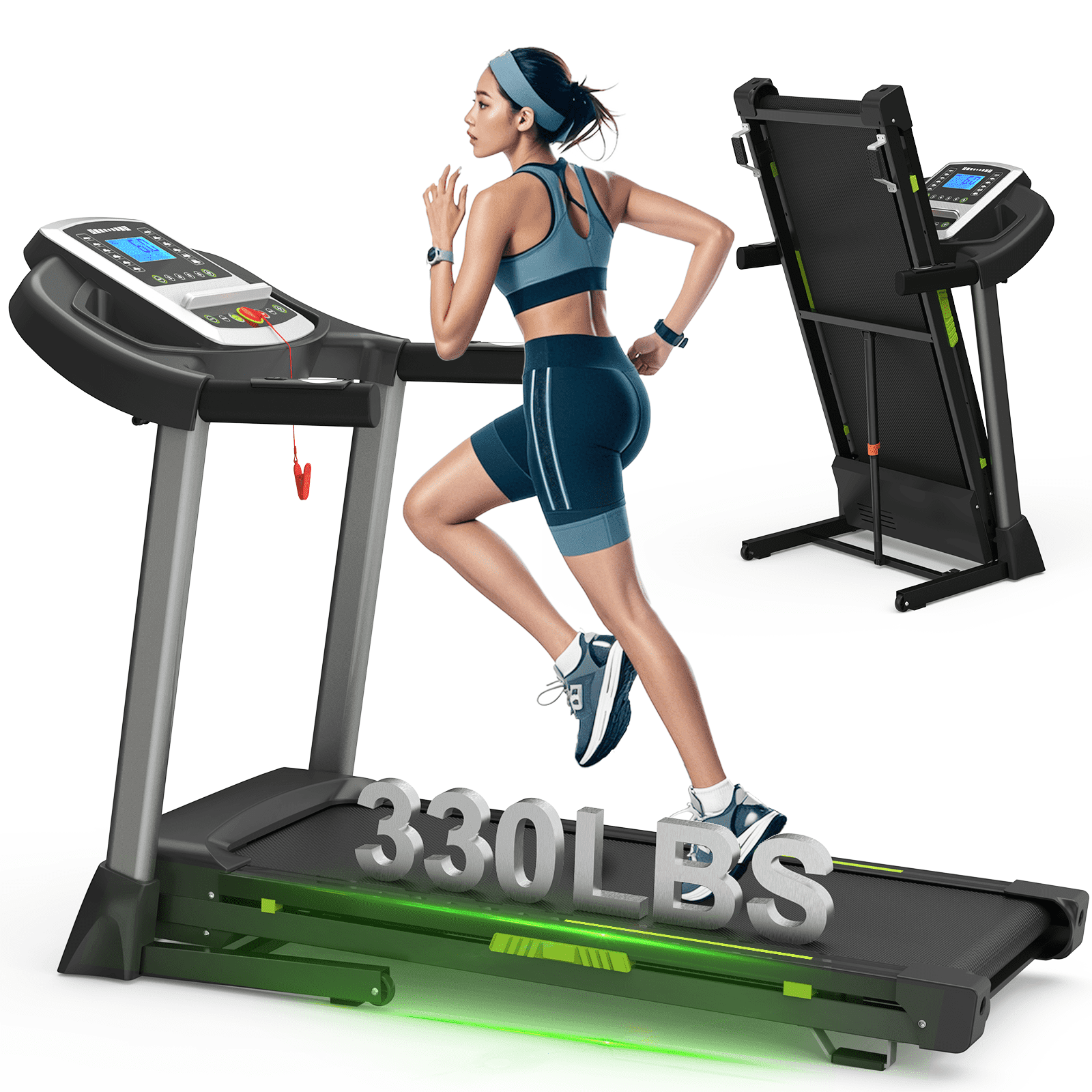 FLIMDER 3.5HP 330 LBS Weight Capacity Treadmill, Portable Electric ...