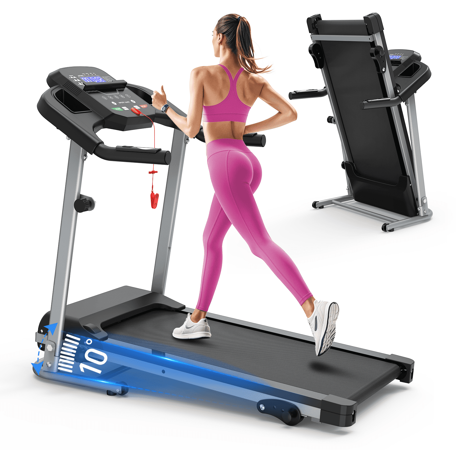 FLIMDER Foldable Treadmills for Home, 2.5HP Quiet Brushless, 7.5 MPH ...