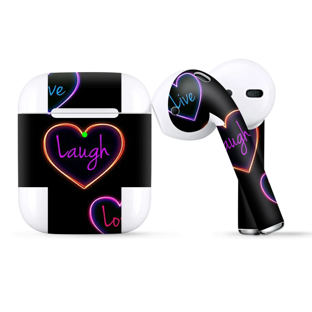 FLINT- Skins Wraps Compatible For Apple Airpods Neon Hearts - Walmart.com