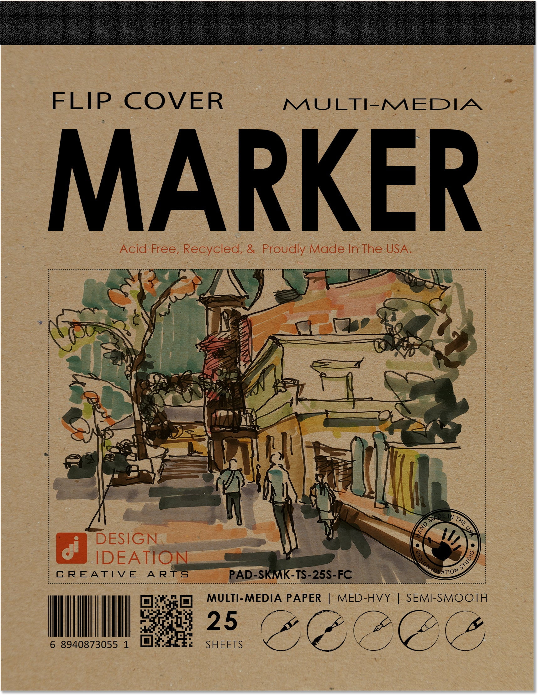 FLIP COVER Sketch Pad : Multi Media Paper MARKER Pad for Pencil, Ink ...