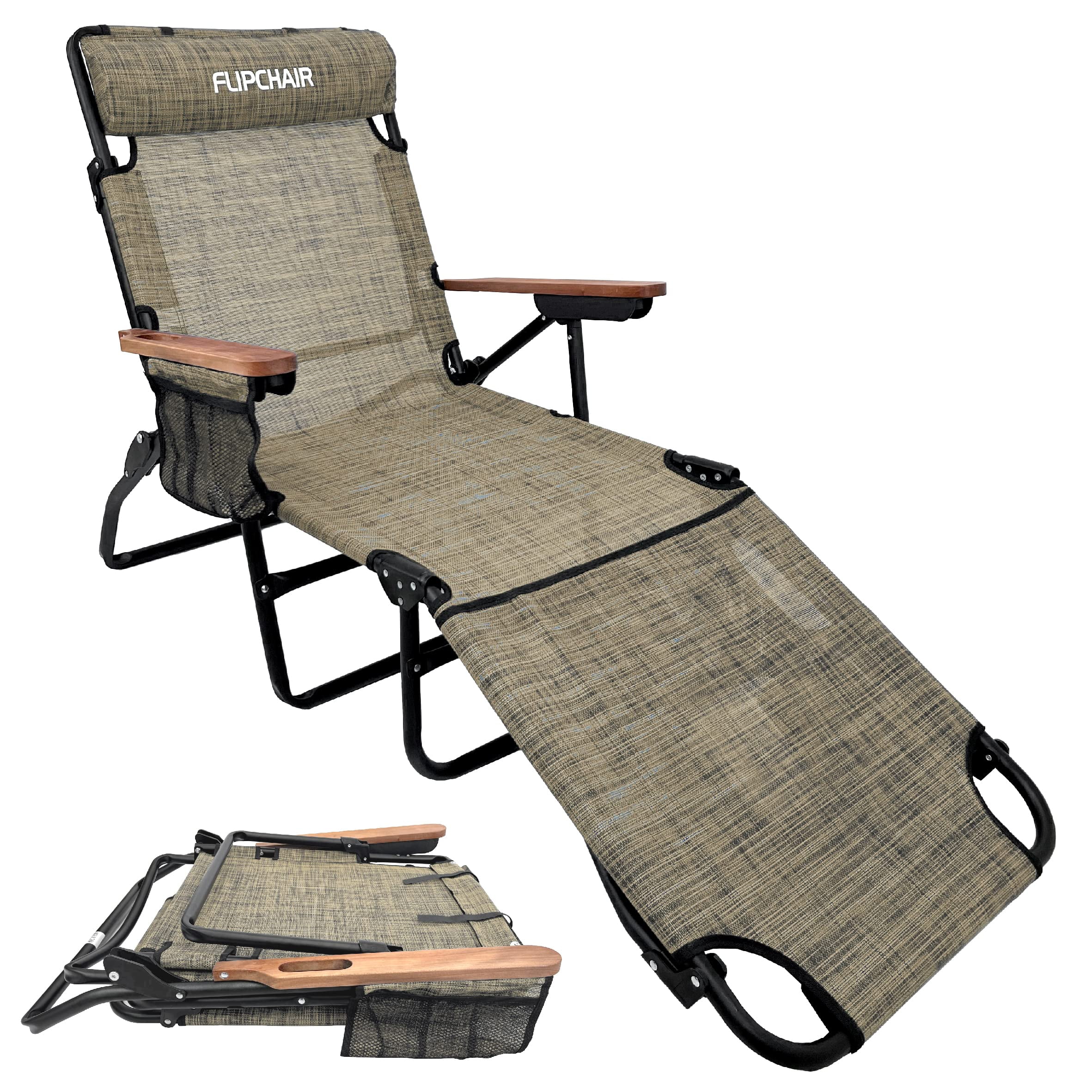 FLIP Patio Chaise Lounger Chair Face & Arm Holes 4 Legs Support ...
