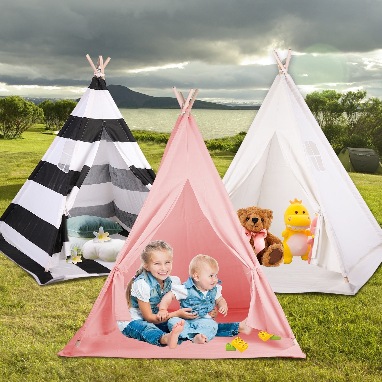 FLIP TRADE INC Indoor Dollhouse Indian Play Tent Children Teepee Tent ...