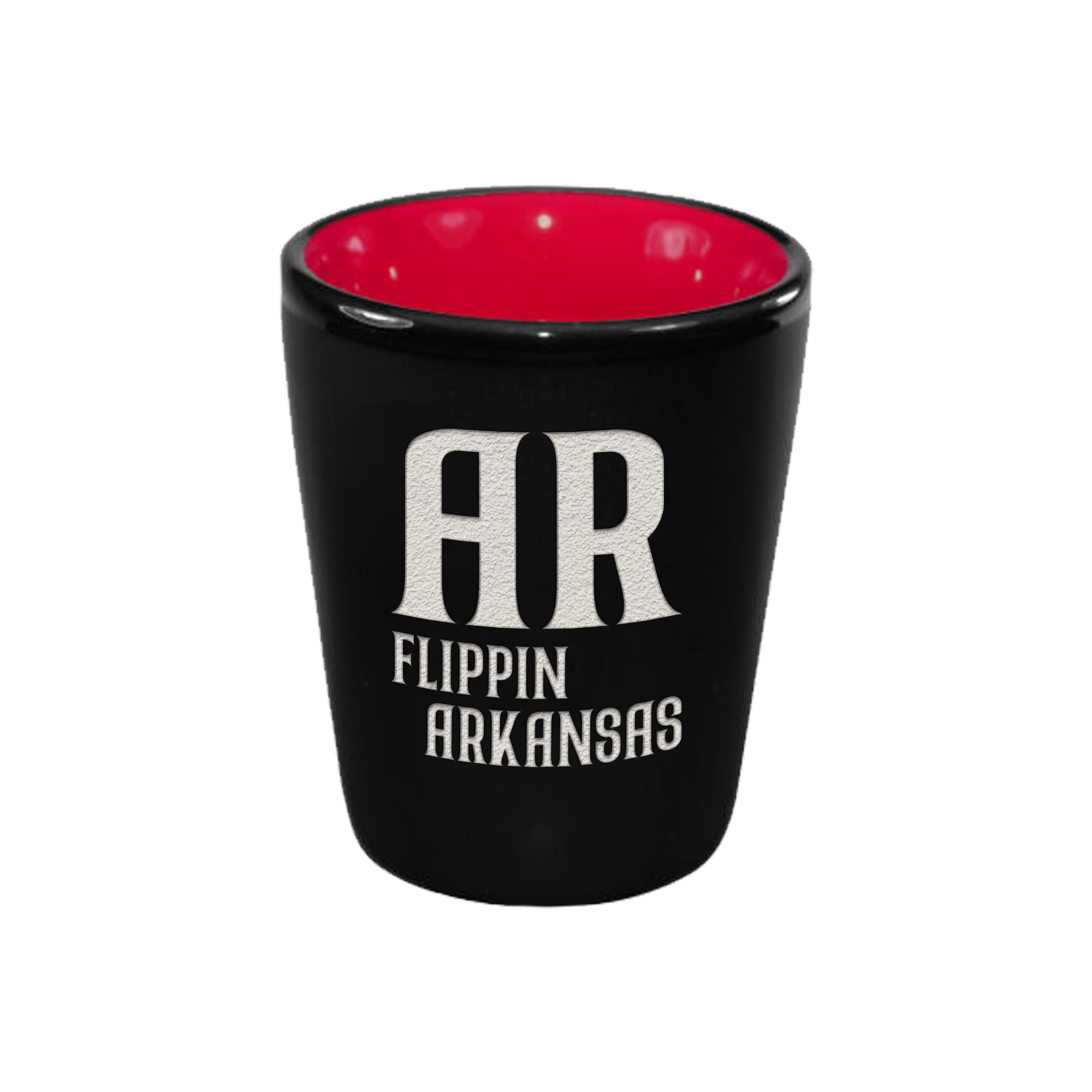 FLIPPING ARKANSAS LASER ENGRAVED TWO TONE GLASS SHOT GLASS - RED ...