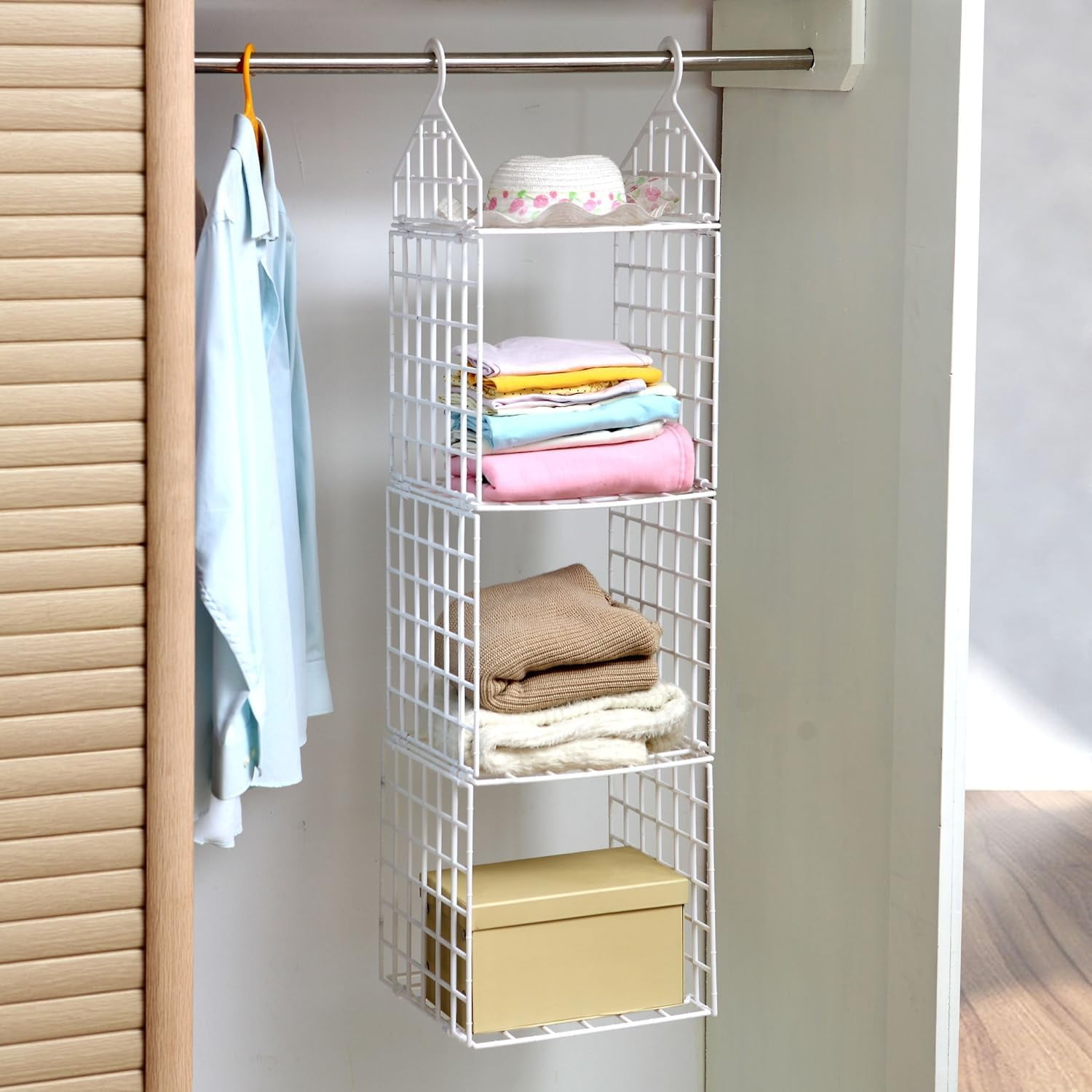 FLIPXEN 5Tier Folding Plastic Hanging Rack Organizer for Living Room ...