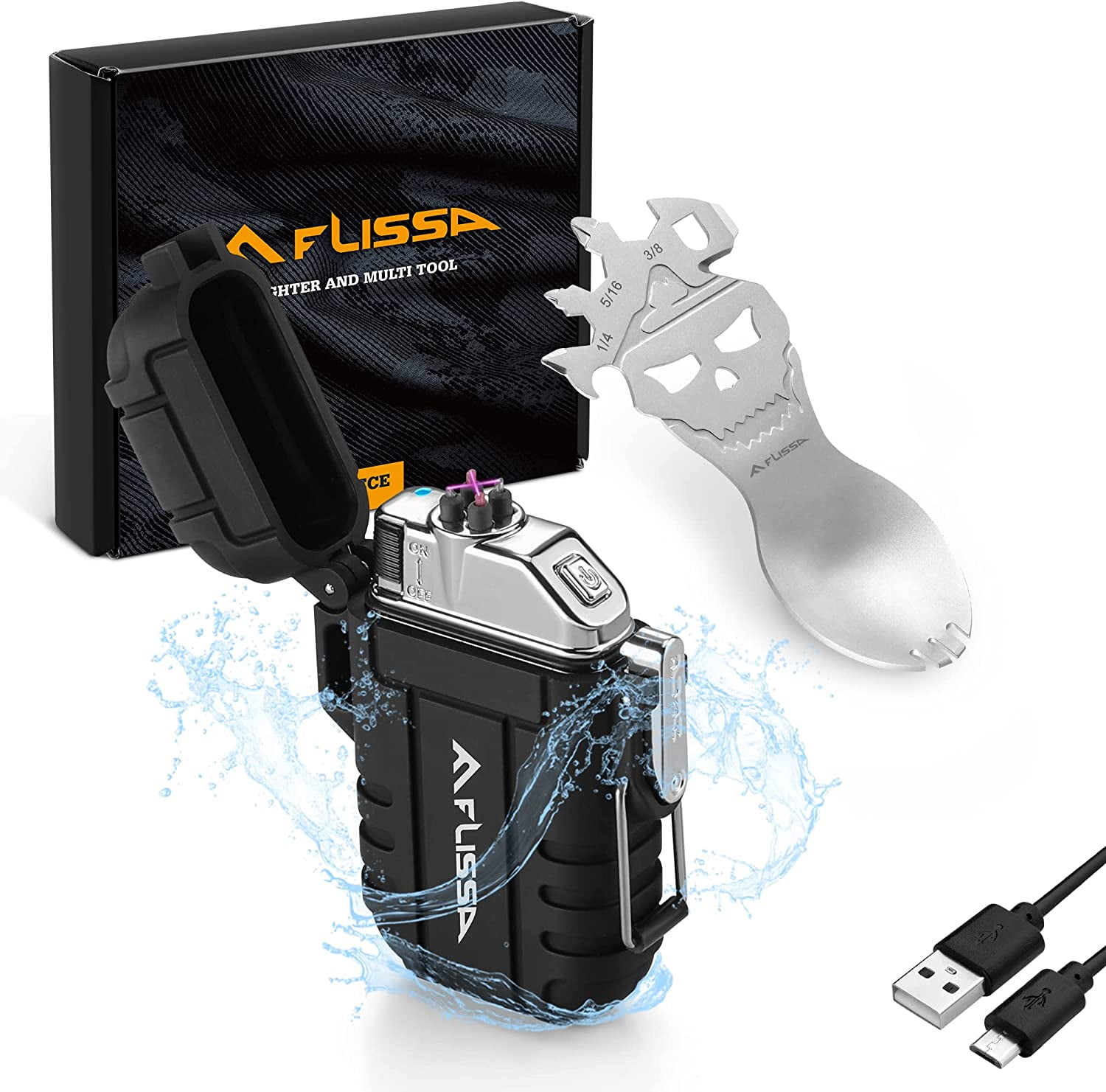 FLISSA Waterproof & Windproof Lighter, USB Rechargeable, Outdoors ...