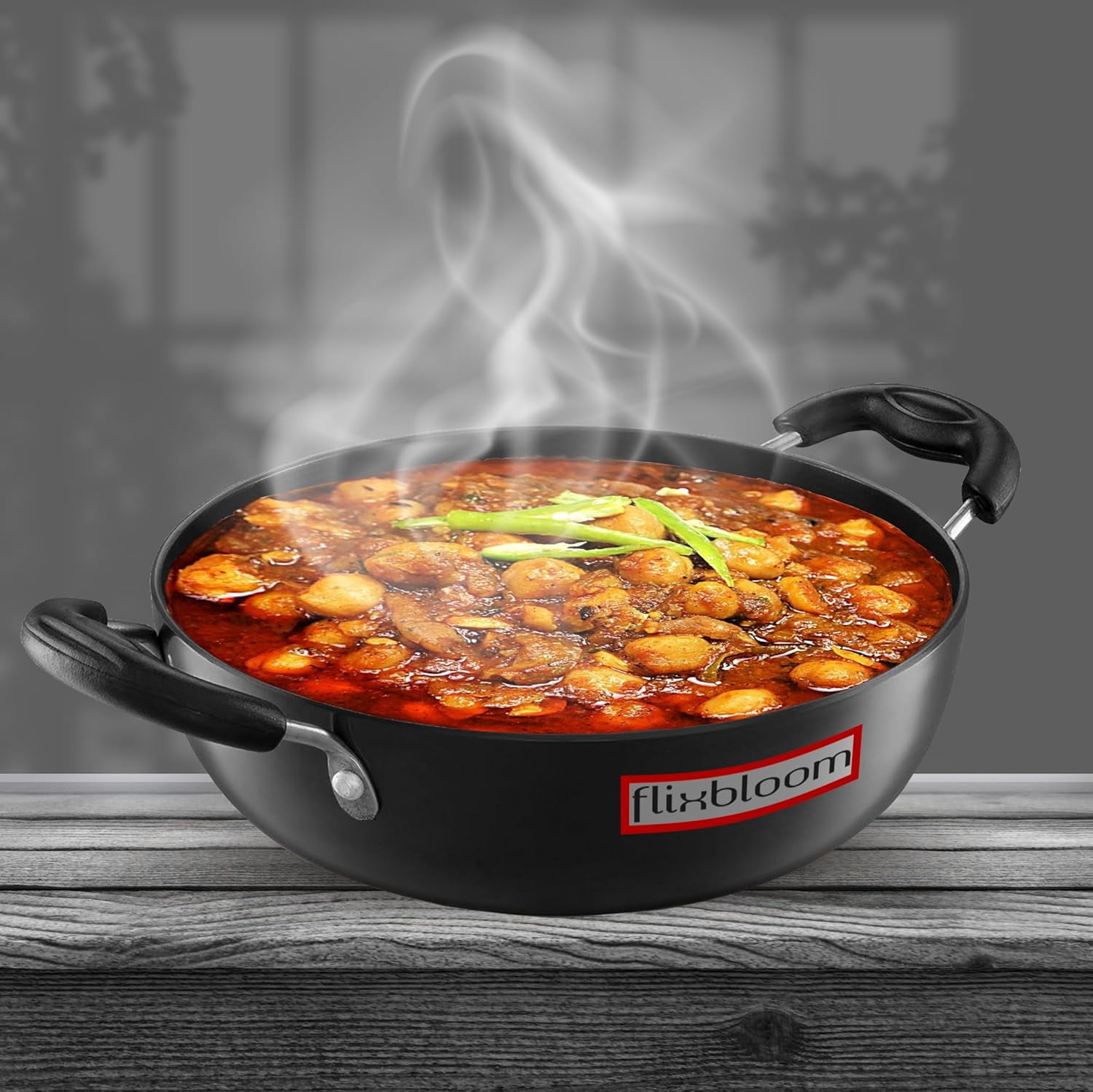 FLIXBLOOM Hard Anodised Big Kadhai 45 Litre Non Reactive Non Toxic Non staining Food Grade ...