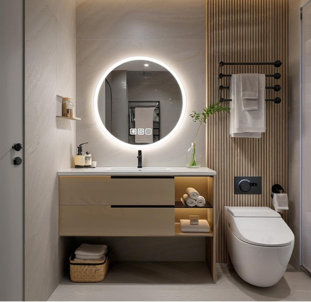 FLJ 32inches Round LED samrt Mirror Bathroom,Bathroom Mirror Circle ...