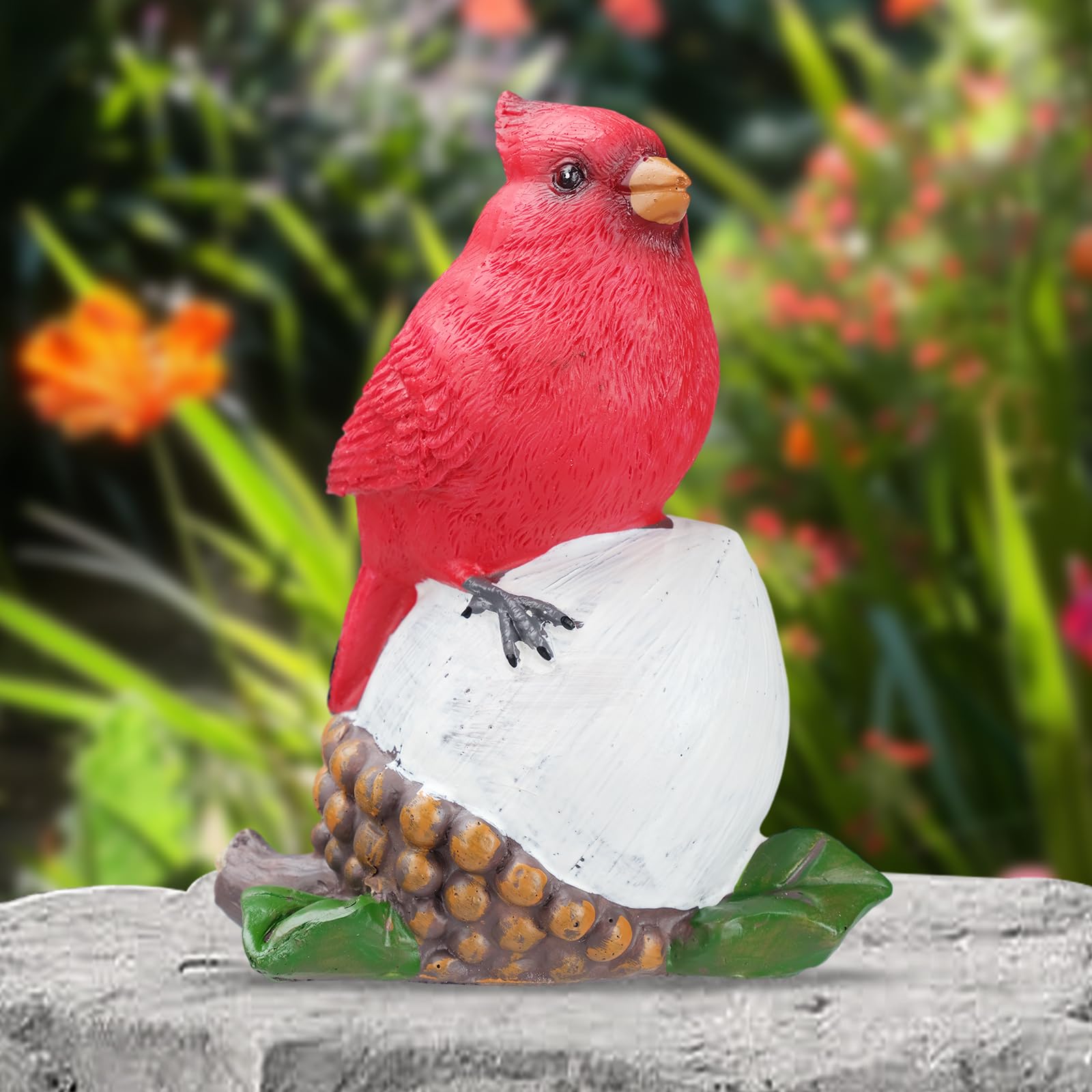 FLJZCZM Cardinal Statue Bird AIF4 Stand On The Pine Cone Sculpture ...