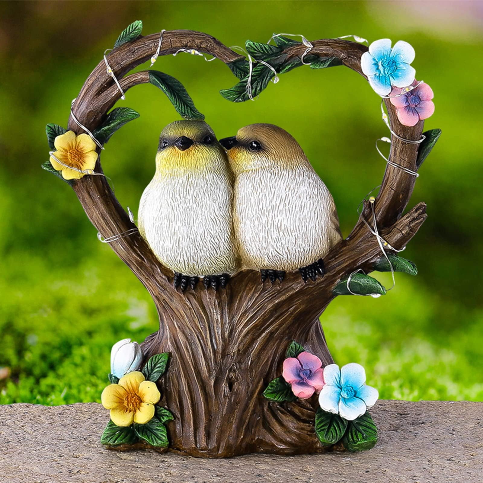 FLJZCZM Solar Light EC36 Birds Statue Outdoor Decor, Lovely Heart Bird ...