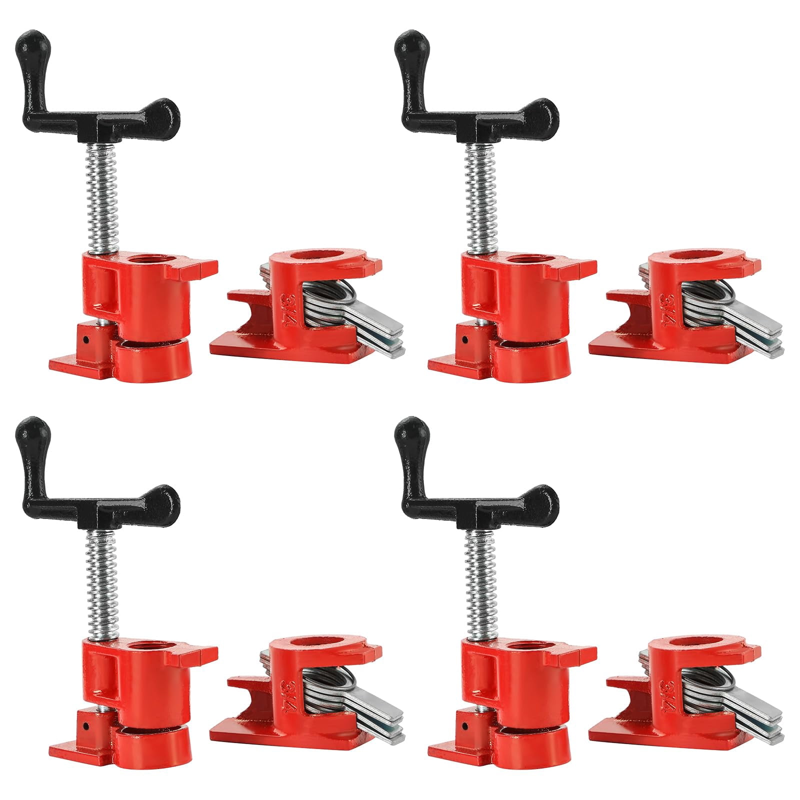 FLK Tech 4 Pack 3/4” Wood Gluing Pipe Clamp Set, Heavy Duty Pipe Clamps ...