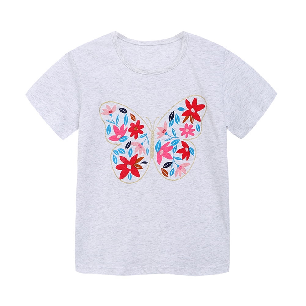 FLMEI 1-8T Girls Summer Tees Tops Short Sleeve T Shirts for Toddler ...