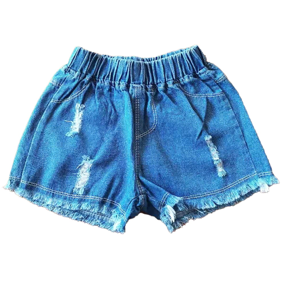 FLMEI 3-12 Little&Big Girls Summer Denim Kids Toddler Shorts Elastic ...