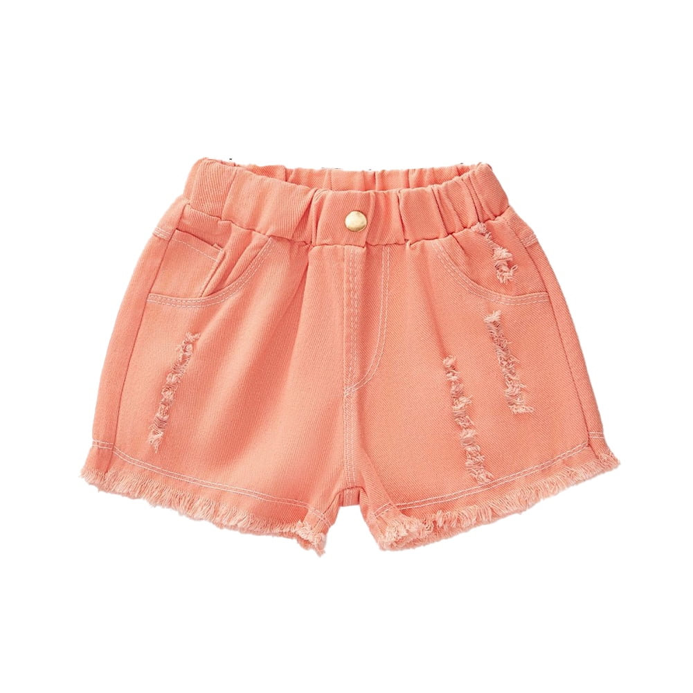 FLMEI 3-12Y Little Girls Denim Shorts Toddler Kids Summer Elastic Waist ...