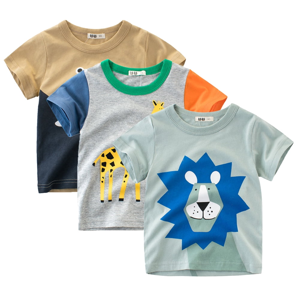 FLMEI Boys Cartoon Printed Cotton T Shirt Fashion Short Sleeves Tee ...