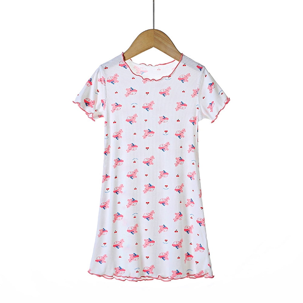 FLMEI Girls Summer Nightgowns for Kids Toddler Cotton Short Sleeve ...