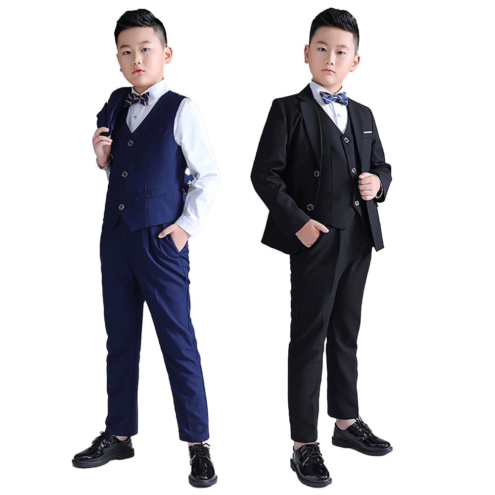 FLMEI Kids Suit for Boys，Kids 5 PCS Set Fleece Tuxedo Suits for Boys ...