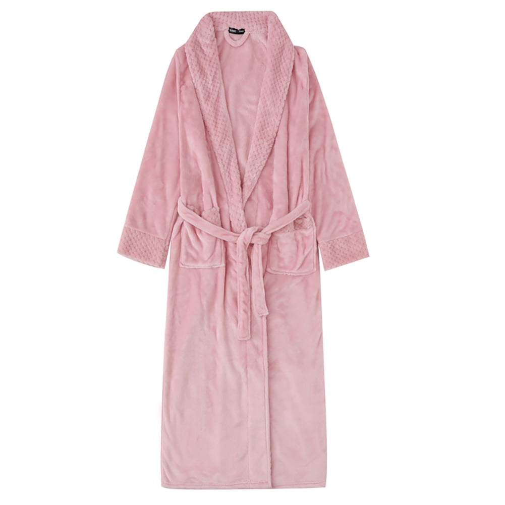 FLMEI Mens Flannel Robes Long Plush Fleece Bathrobe for Men Warm Fall ...