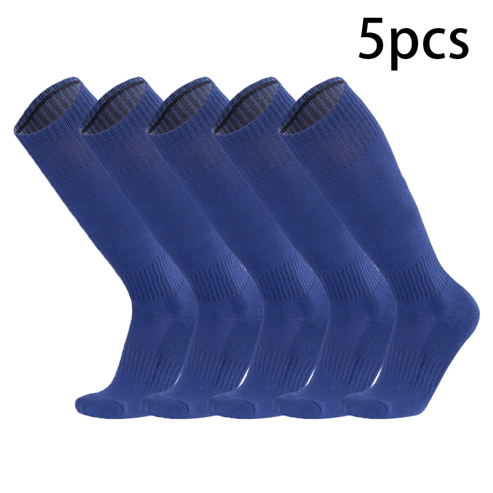 FLMEI Mens Football Socks 5 Packs Knee High Training Socks with Ankle ...