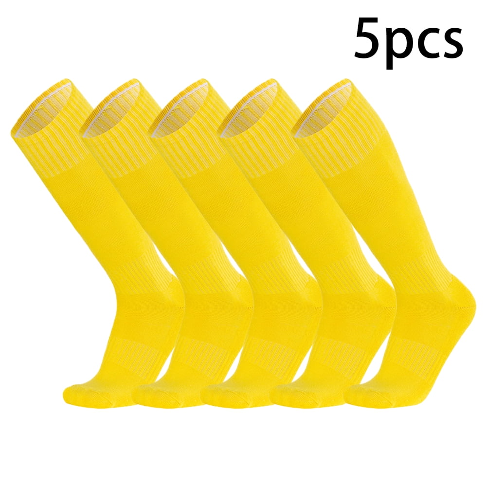 FLMEI Mens Football Socks 5 Packs Knee High Training Socks with Ankle ...