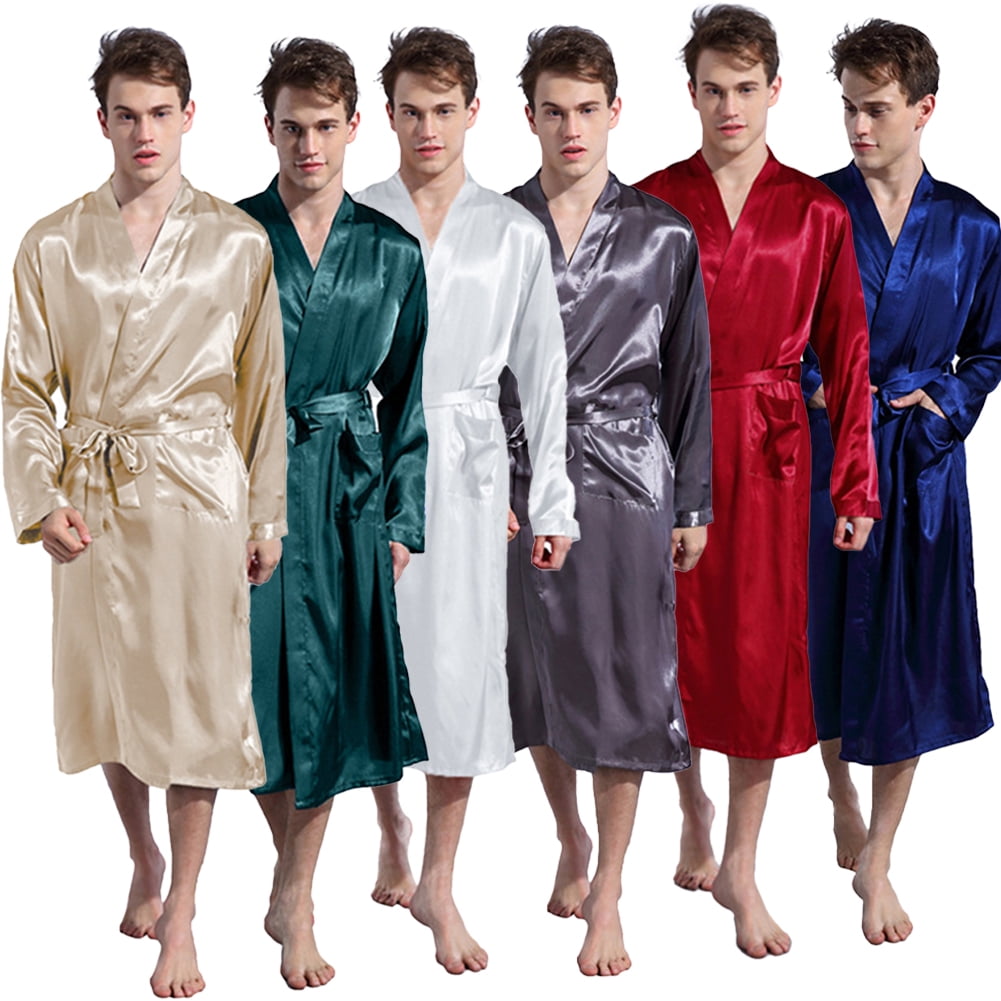 Silk Robe For Men Alvivi Mens Satin Silk Robe Open Front Hooded Kimono ...