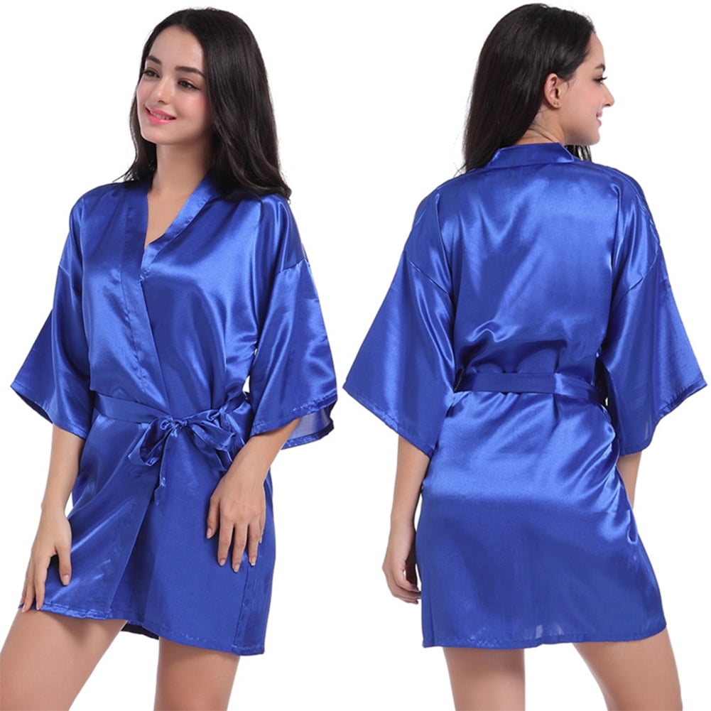 FLMEI Silk Robes for Women, Soft Solid Colour Bathrobe for Women ...