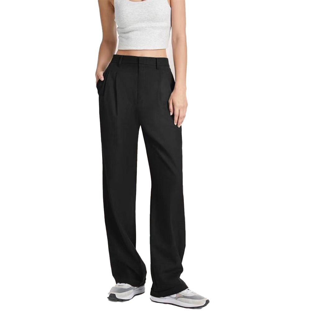 FLMEI Women High Waist Suit Pants Long Pants Wide Leg Pants Elastic ...