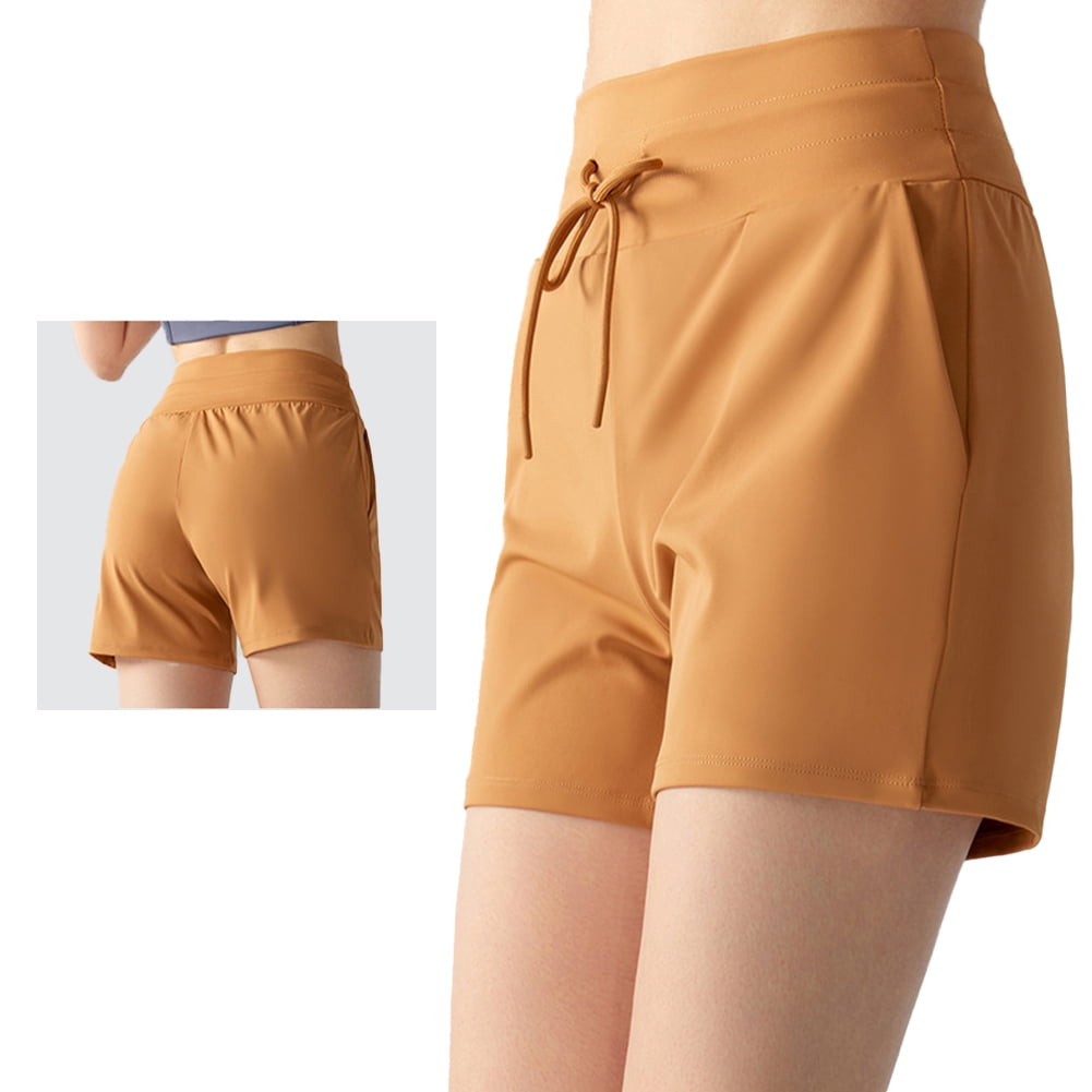FLMEI Women Shorts High Waisted Workout Shorts with Pockets Athletic ...