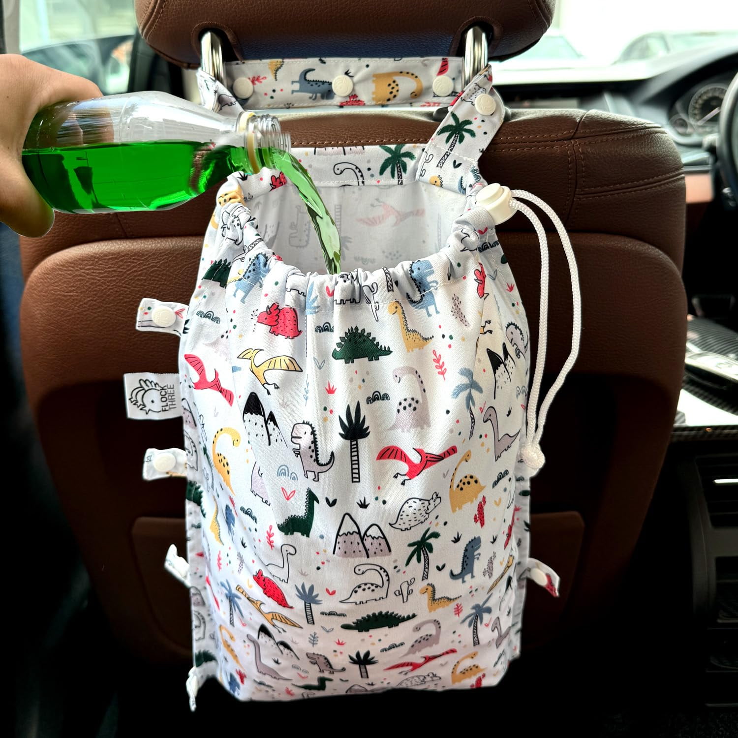 FLOCK THREE Leak-Proof Waterproof Car Trash Bag Foldable Multipurpose ...