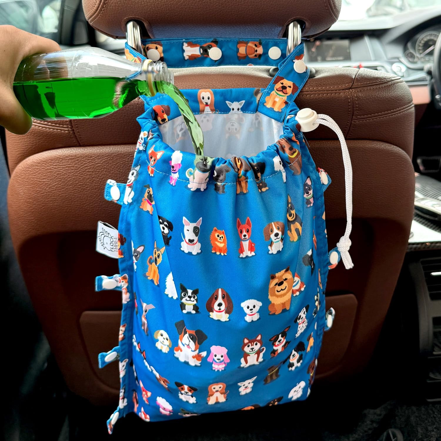 FLOCK THREE Leak-Proof Waterproof Car Trash Bag Foldable Multipurpose ...