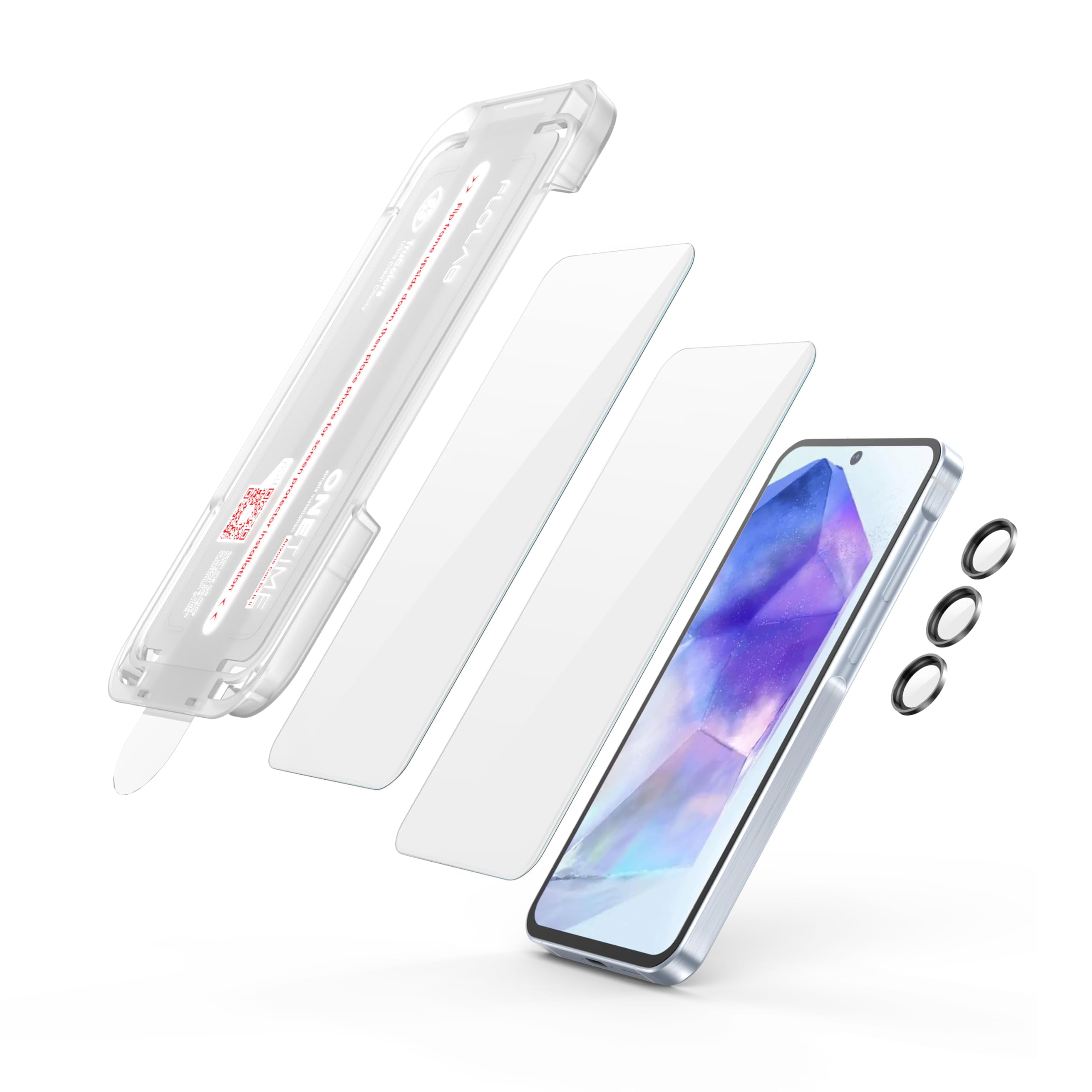 FLOLAB NanoArmour ONETIME for Samsung Galaxy A55 Case 2 Pack Screen ...