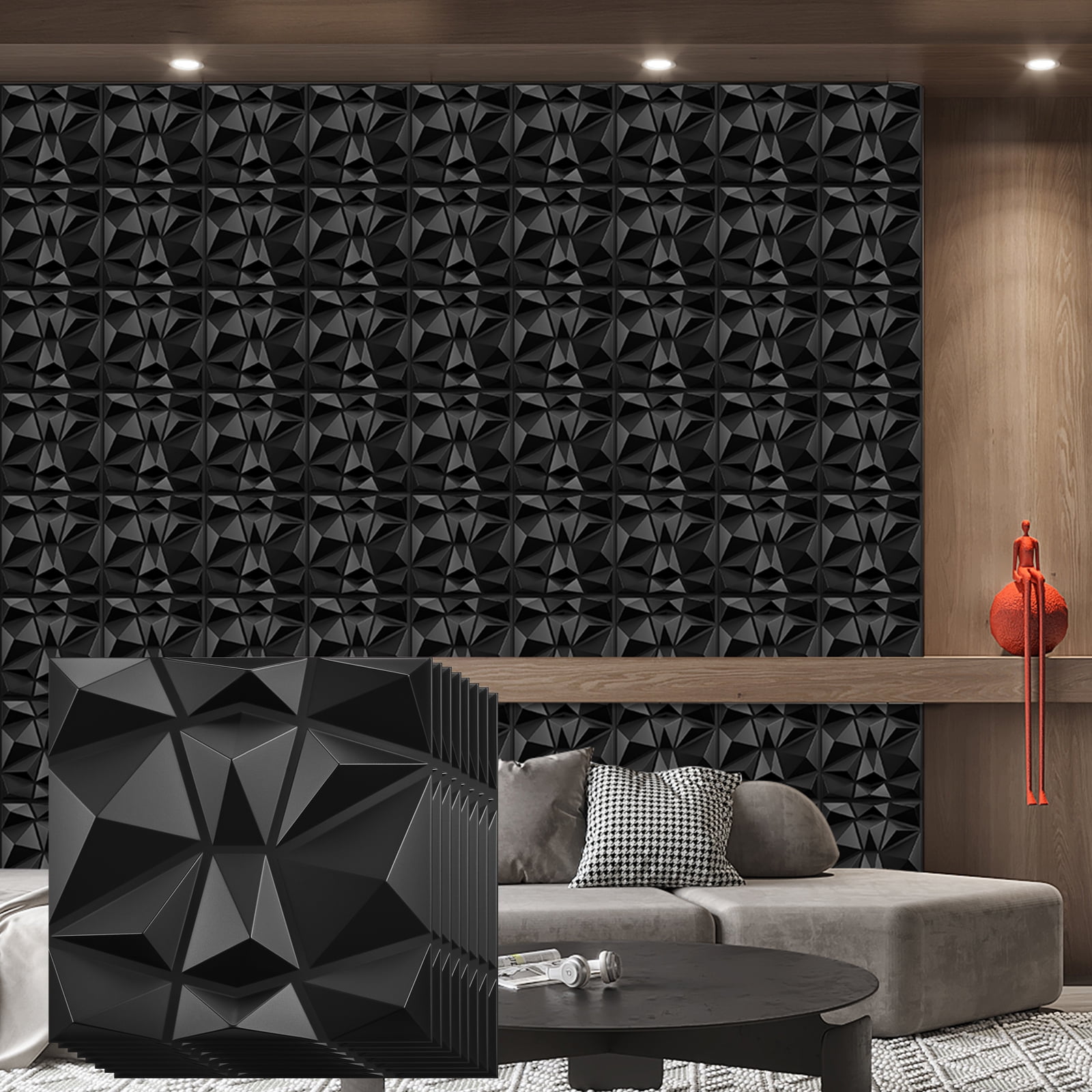 FLOLEOPA 30 Pack 3D Wall Panel, PVC Textured Wall Panels for Interior ...