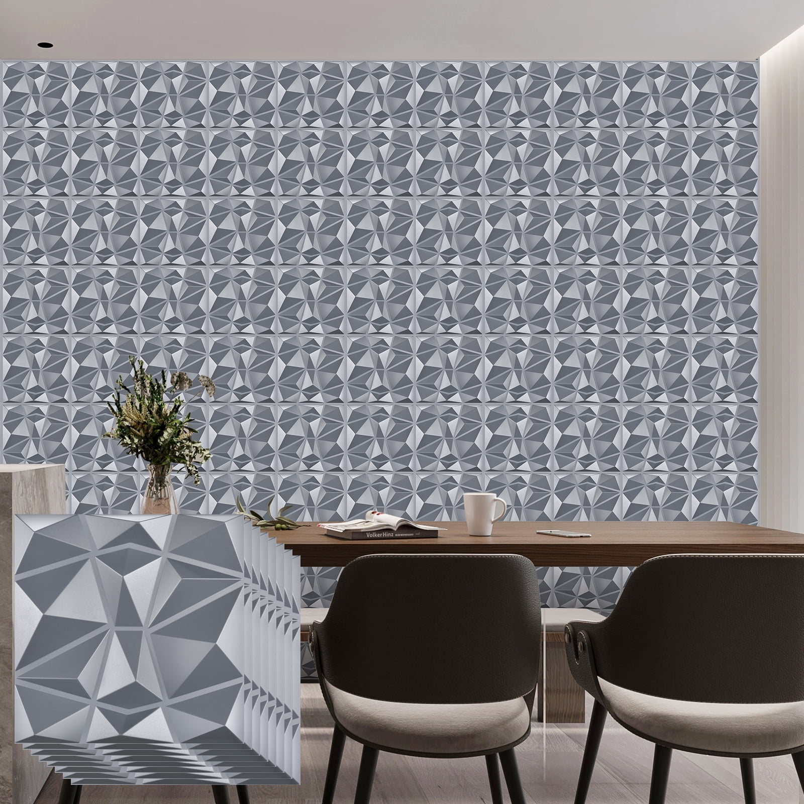 FLOLEOPA 30 Pack 3D Wall Panel, PVC Textured Wall Panels for Interior ...