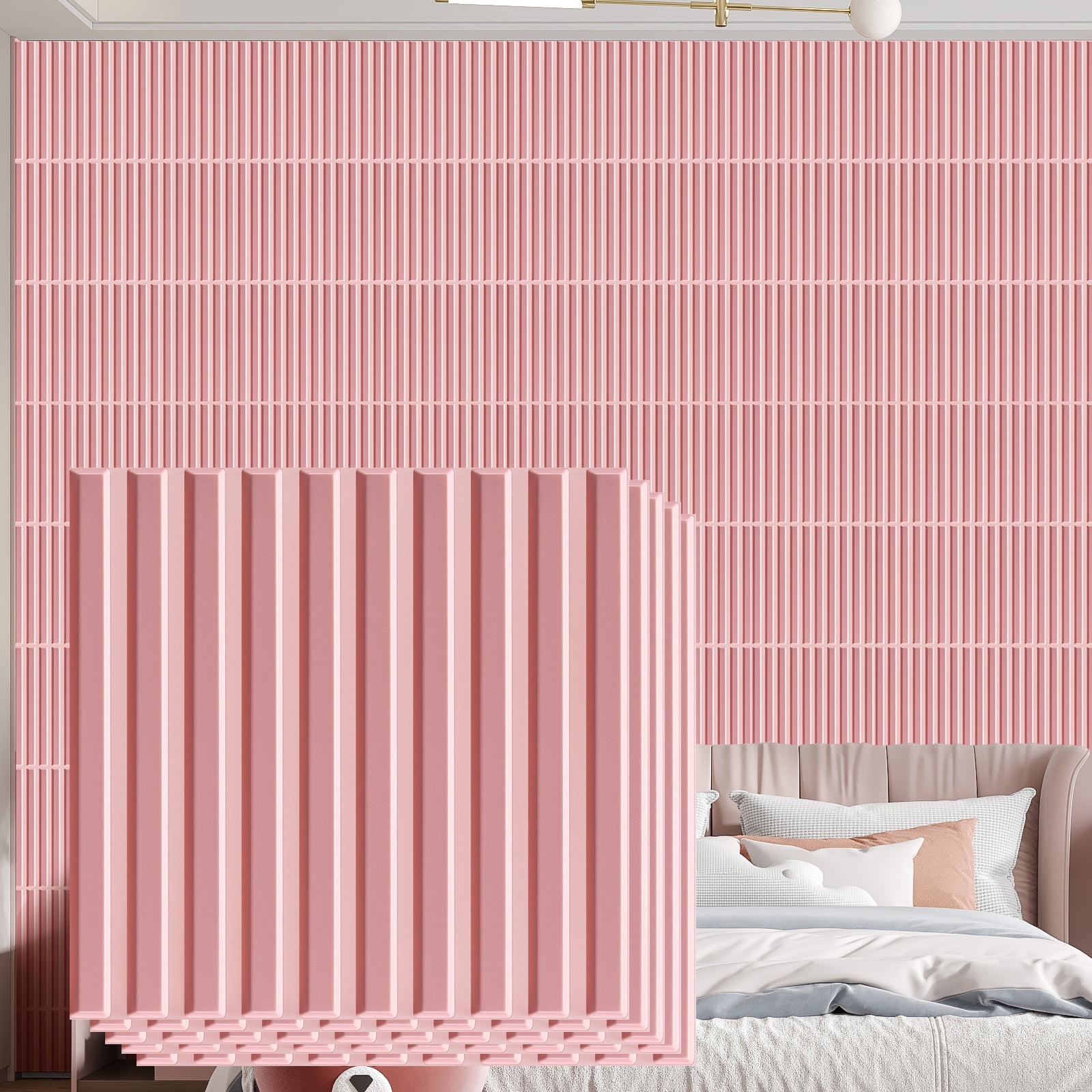FLOLEOPA Slat Wall Panel, 3D Fluted Textured Panel 30-Tile 11.8 x 11 ...