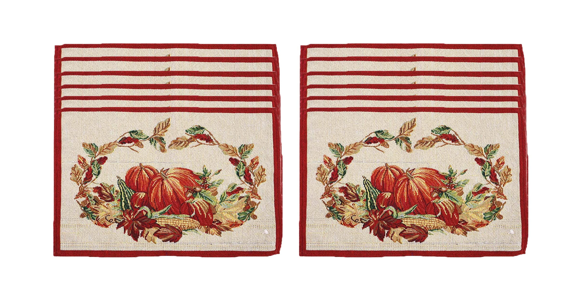 FLOMO Holiday Thanksgiving Pumpkin Harvest & Turkey, Woven Placemats ...