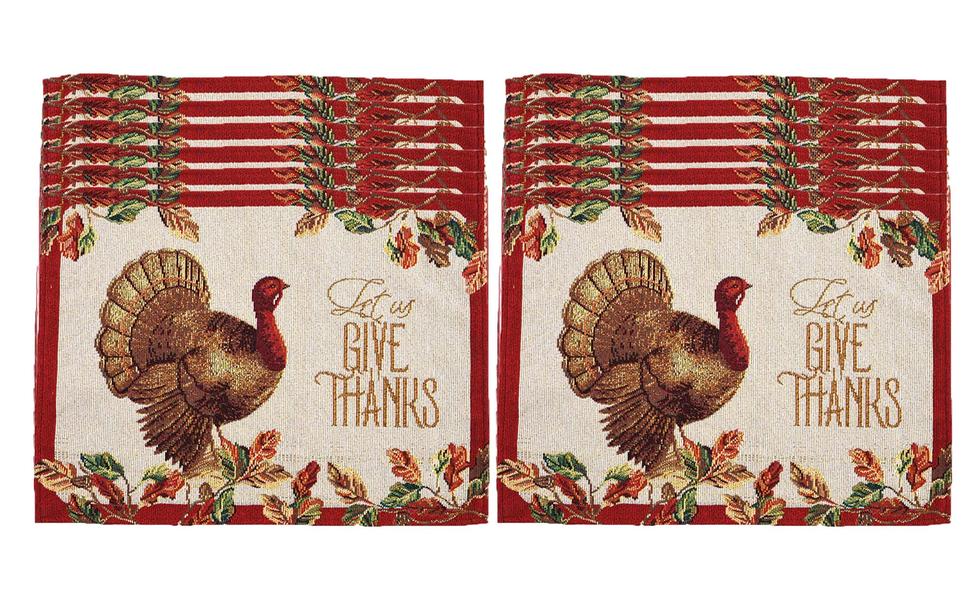 FLOMO Holiday Thanksgiving Pumpkin Harvest & Turkey, Woven Placemats ...