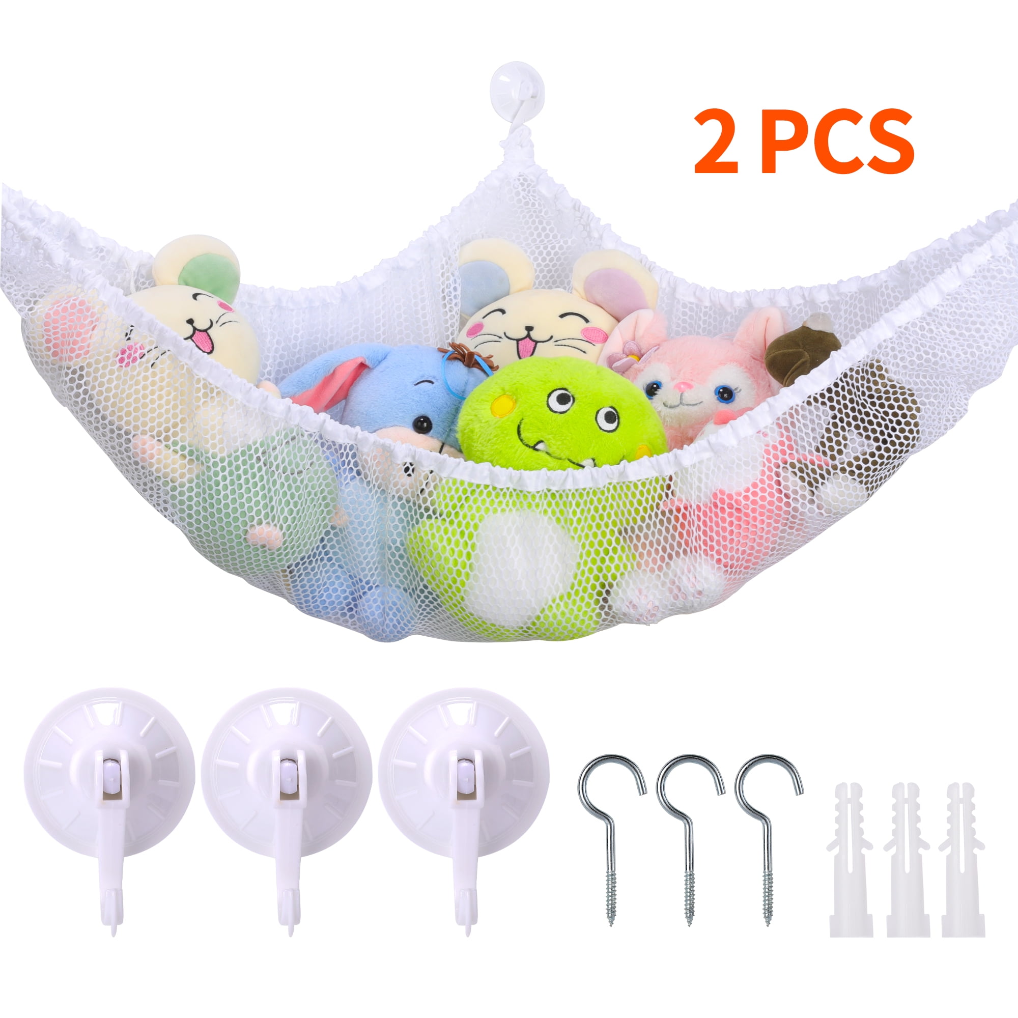 FLONOZZ 2 Pack 55in Stuffed Animal Mesh Storage Toy Hammock Net ...