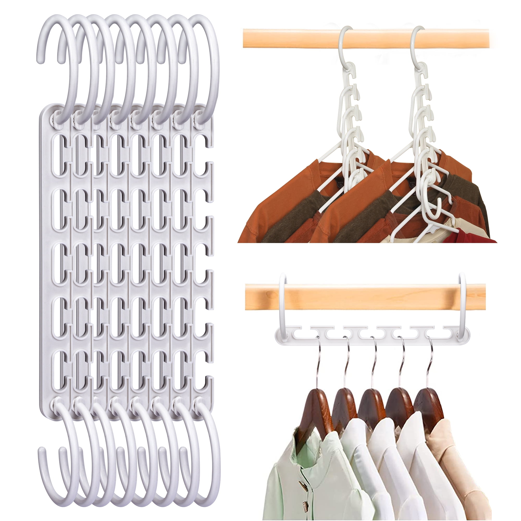 FLONOZZ Magic Hangers 8 Pack, Space Saving, Collapsible, Shirt & Pant ...