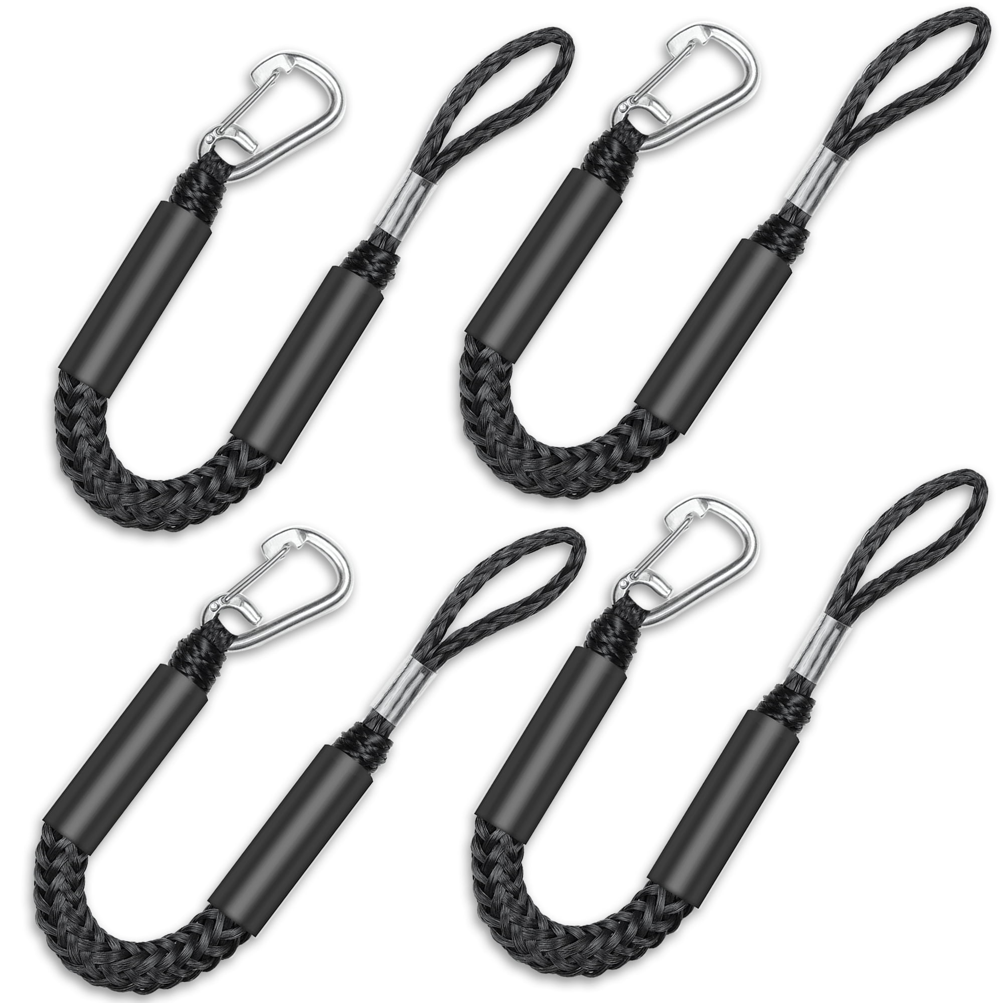 FLOODKING 2 Pack Single Hook Mooring Rope 2FT - Bungee Dock Lines with ...