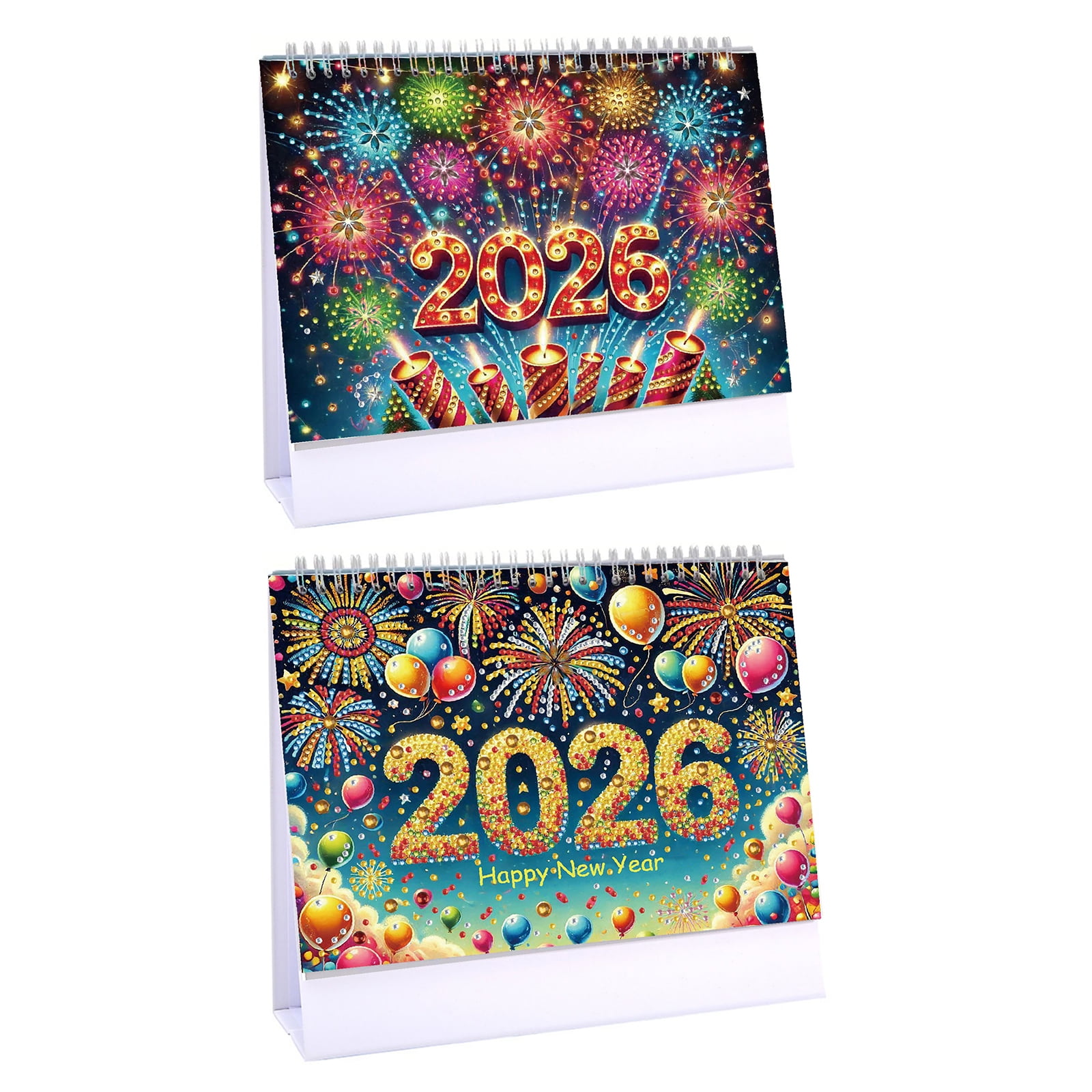 FLOPESN 2026 2Pcs DIY Diamond Art Painting Desk Calendar,Monthly Flip ...